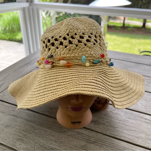Island Beach | Accessories | Island Beach Raffia Packable Sun Hat With Colorful Beads | Poshmark